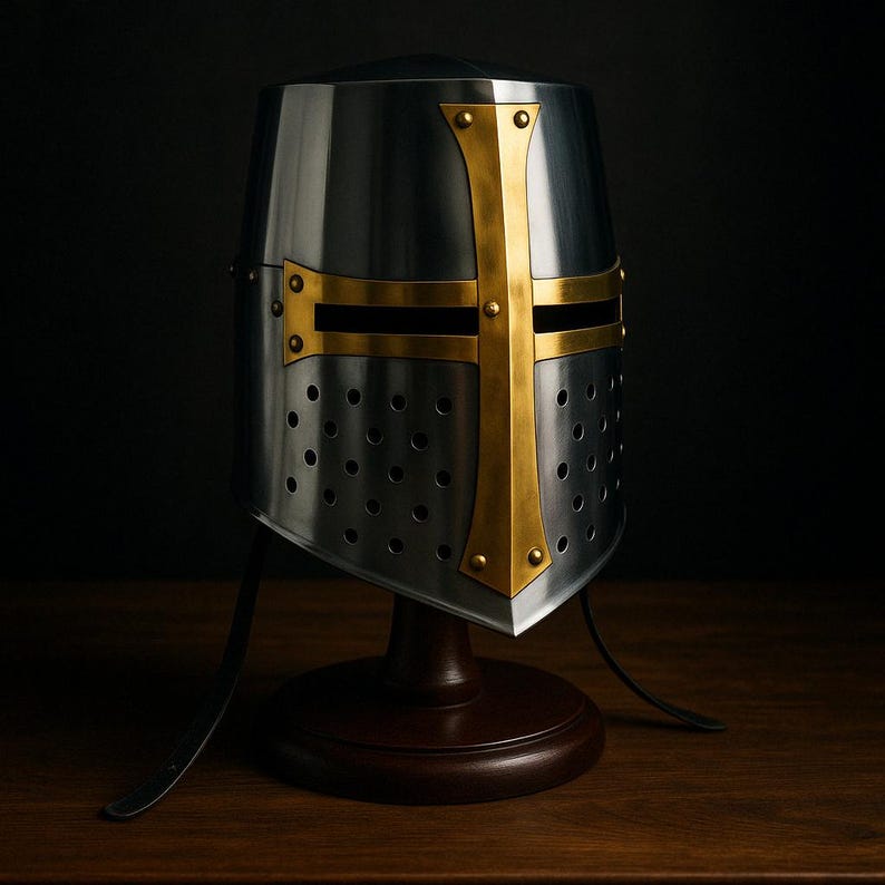 Crusader Great Helm | Medieval Knight Helmet | Templar Helmet With ...
