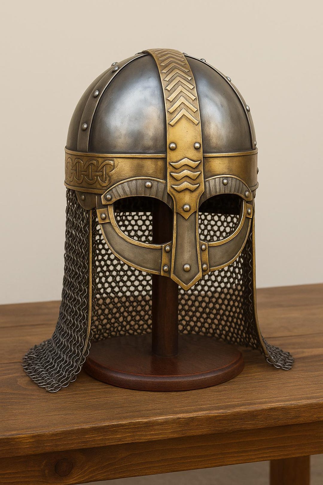 Viking Chainmail Helmet for Battle Armor - 18G Steel and Chainmail SCA ...