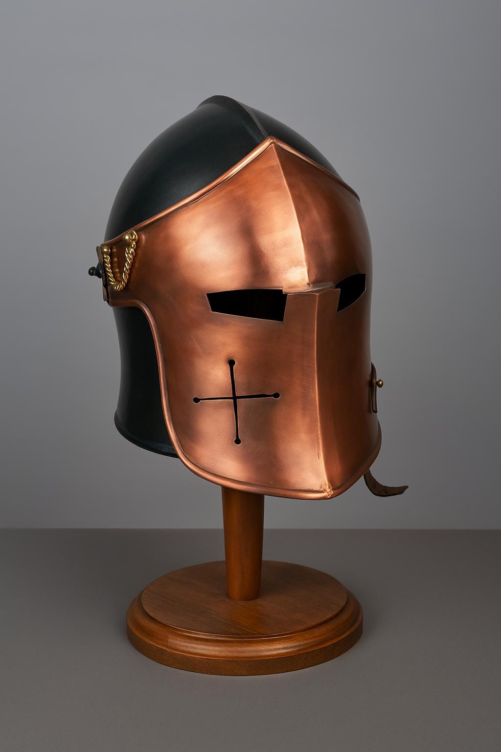 Black and Copper Barbuta Helmet ~ Medieval Knight Armor 18g Mild Steel ...
