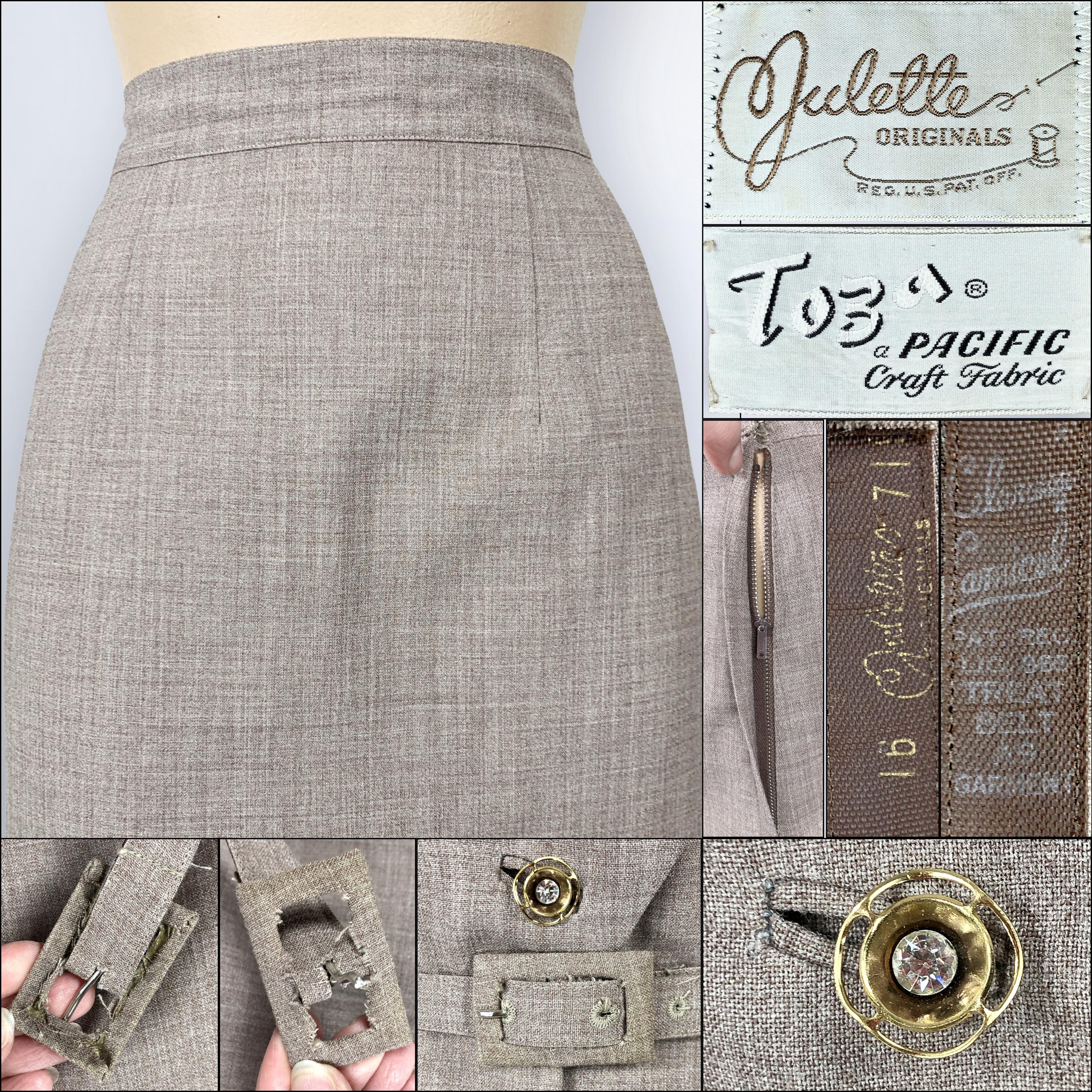 Vintage 40s Julette Rayon Gabardine Skirt Suit 16 Asymmetrical Peplum ...