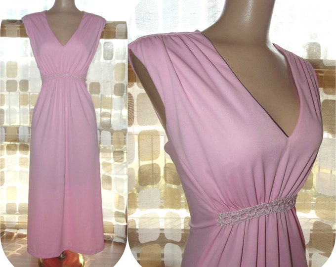 Vintage 70s Plus Size PINK Grecian Goddess Maxi Dress 1X 2X MADMEN - Etsy