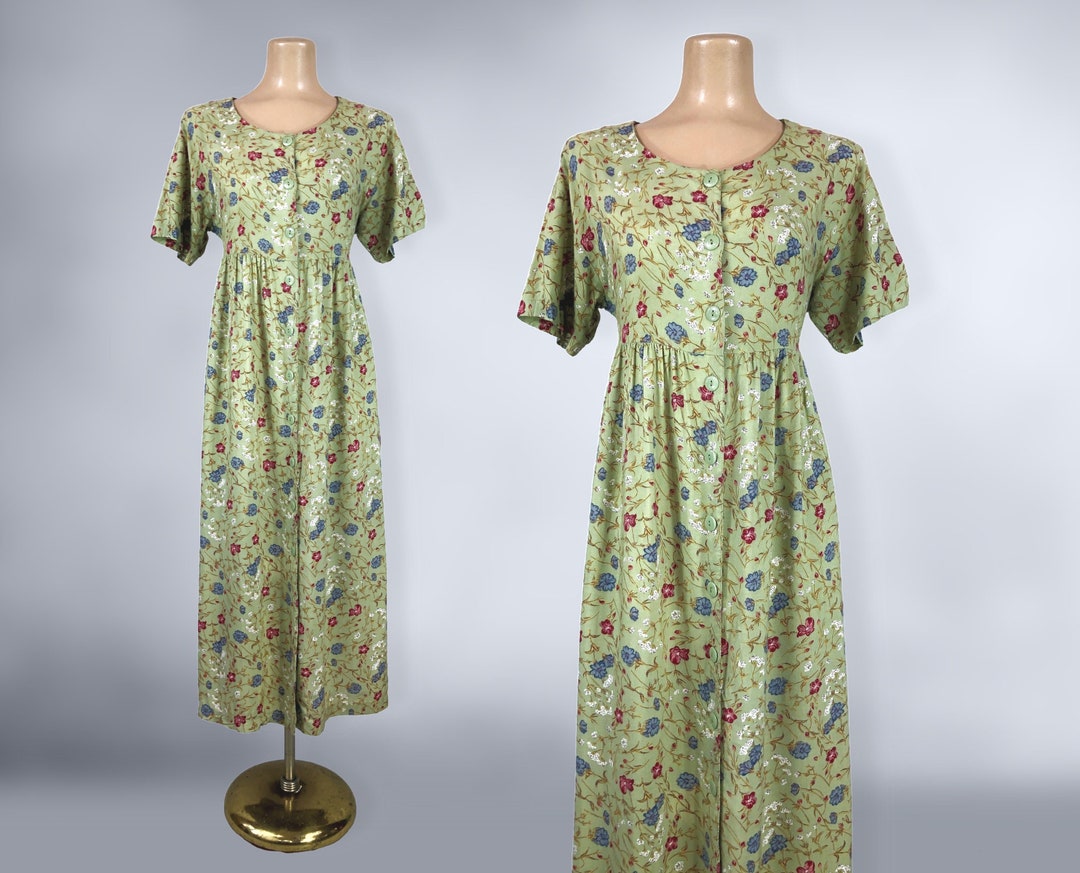 VINTAGE 90s Flowy Floral Grunge Dress With Pockets by Sostanza Sz M ...