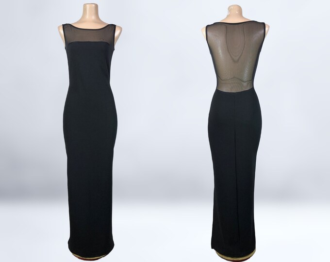 VINTAGE 90s Nude Illusion Mesh Cutout Gothic Bombshell Dress Sz M ...
