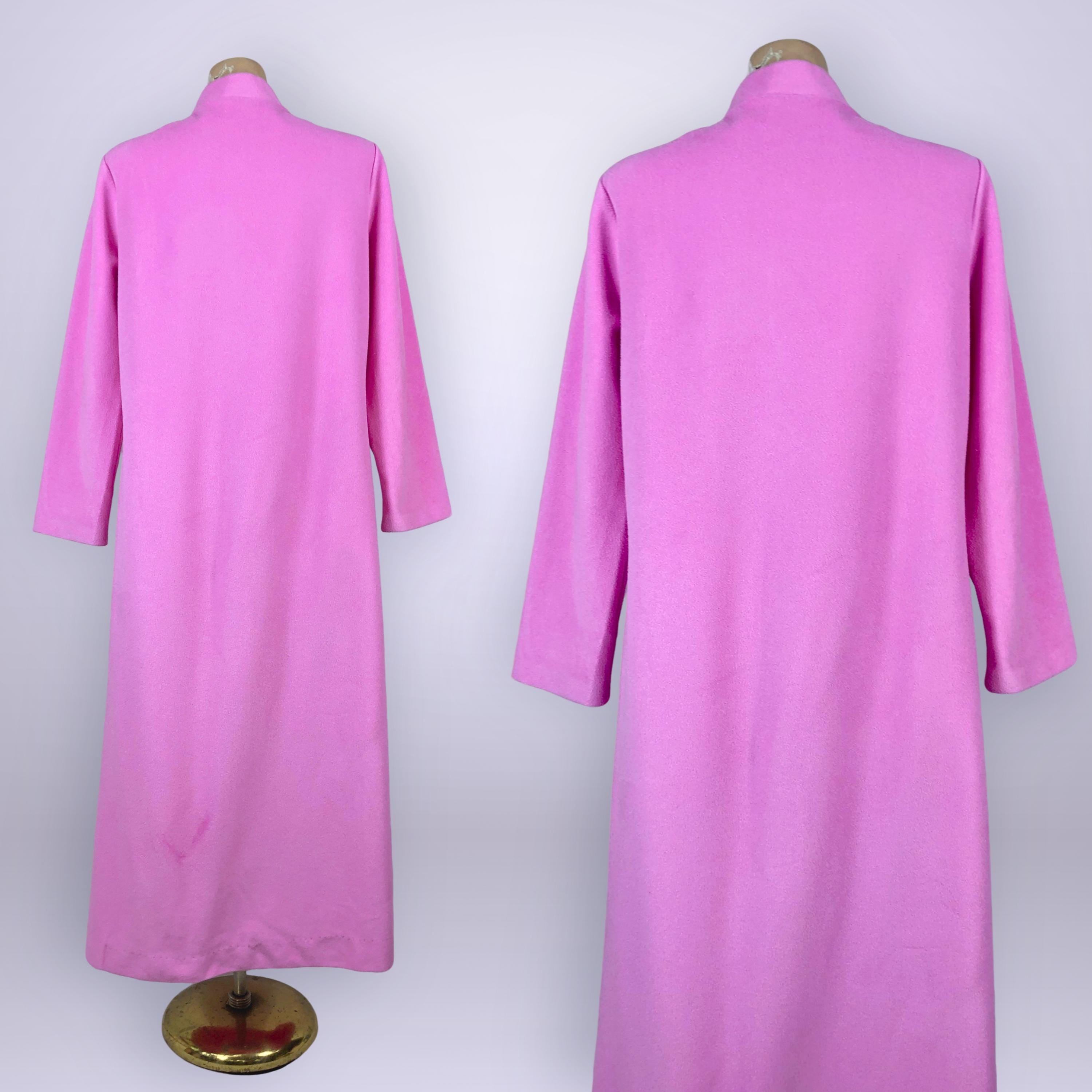 VINTAGE 80s Bubblegum Pink Velour House Coat by Kayser | Plush Zip ...
