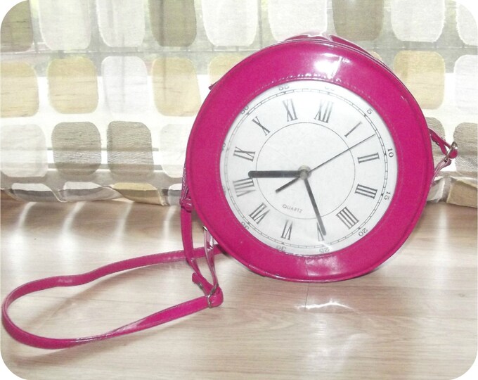 Vintage 80s HUGE Novelty Clock Round Purse Handbag Hot Pink - Etsy