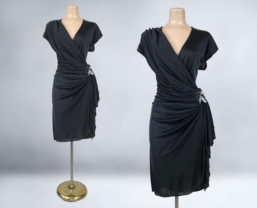 VINTAGE 80s Draped Avant-garde Hip Swag Wrap Dress by Variations Sz 10 ...