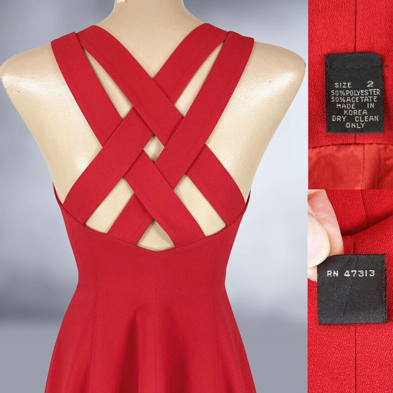 VINTAGE 80s Red Cage Back Mini Dress | St Gillian Valentine Party Look ...
