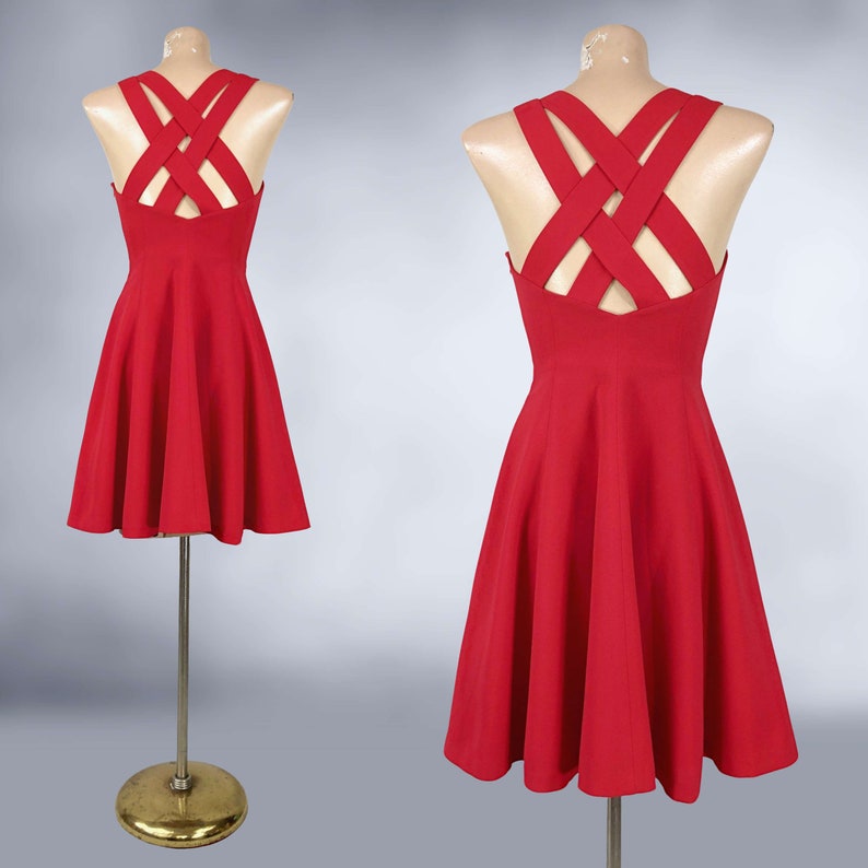 VINTAGE 80s Red Cage Back Mini Dress | St Gillian Valentine Party Look ...