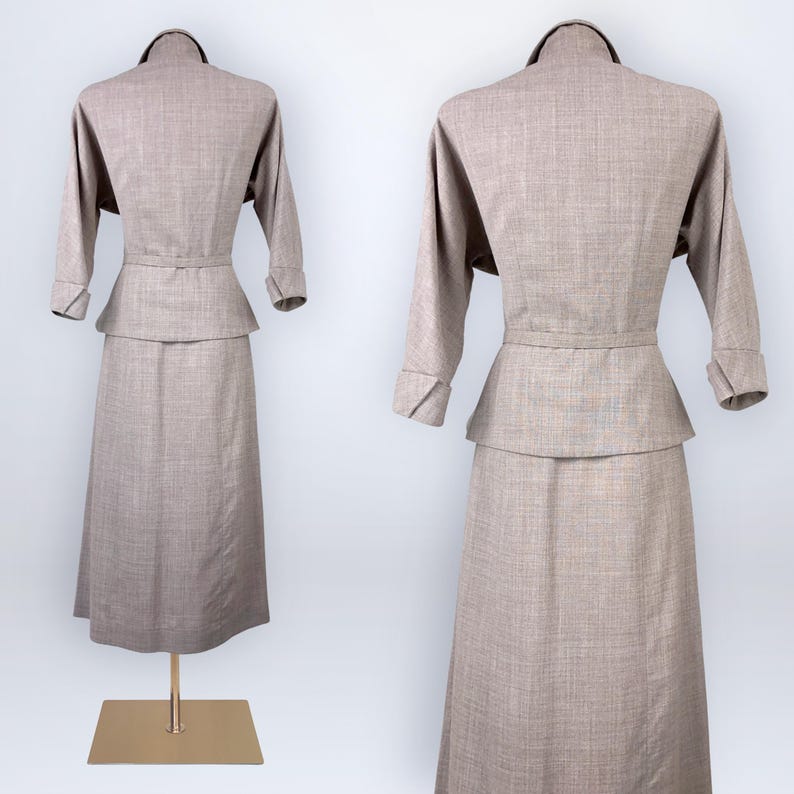 Vintage 40s Julette Rayon Gabardine Skirt Suit 16 Asymmetrical Peplum ...