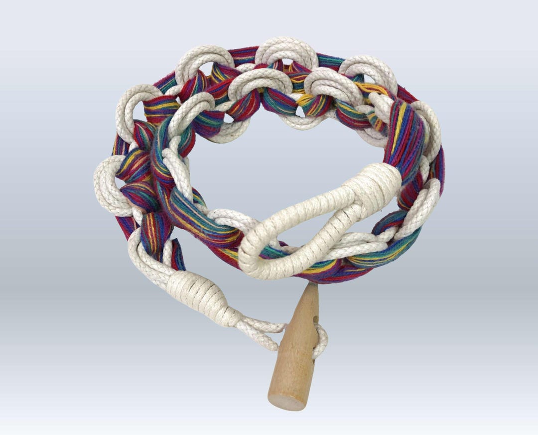 VINTAGE 80s Rainbow Macrame Rope Belt With Wood Toggle Closure 31-33 ...