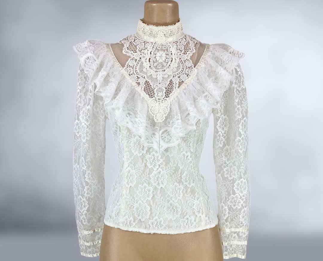 VINTAGE 70s Victorian Lace Blouse by Gunnies- Gunne Sax Jessica ...