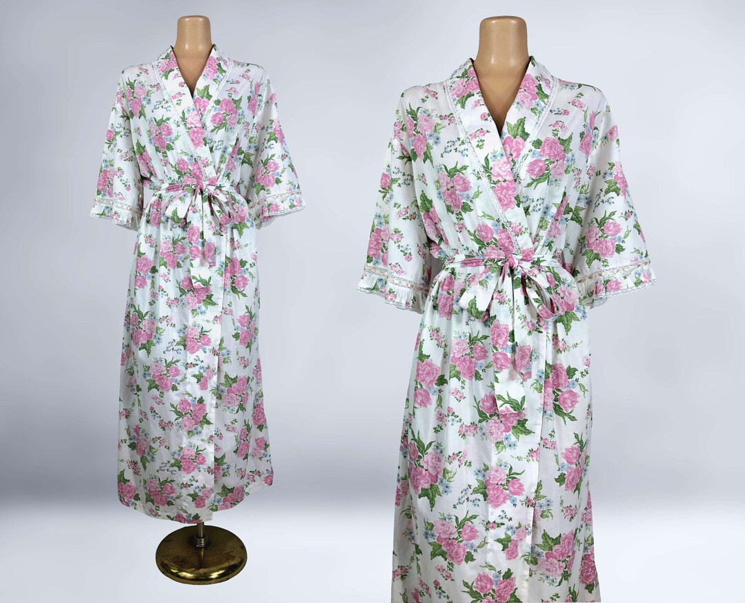 VINTAGE 2000s Y2K Laura Ashley Cotton Robe Sz Large 00s Cottage Floral ...