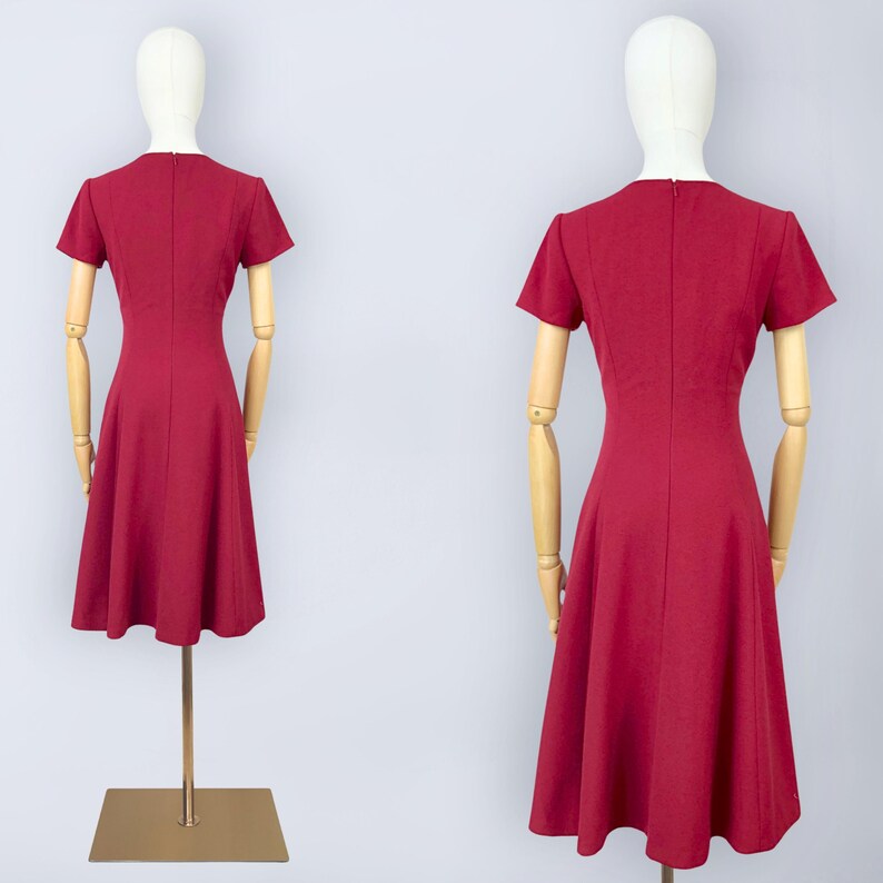 VINTAGE 90s Crimson Red Fit‑n‑flare Dress by Badgley Mischka | Soutache ...