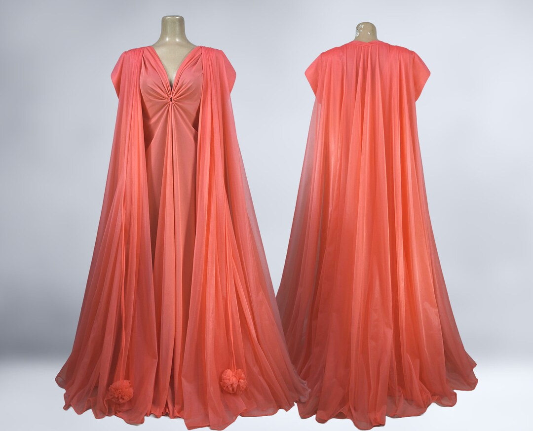 VINTAGE 60s Claire Sandra by Lucie Ann Nightgown and Robe Peignoir Set ...