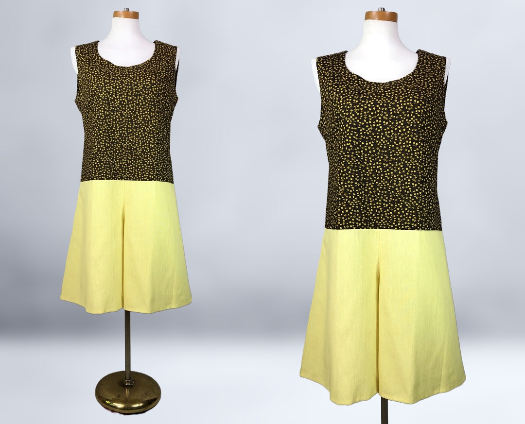 VINTAGE 60s Calico Floral Wide Leg Shorts Romper Plus Size 2X 1960s ...