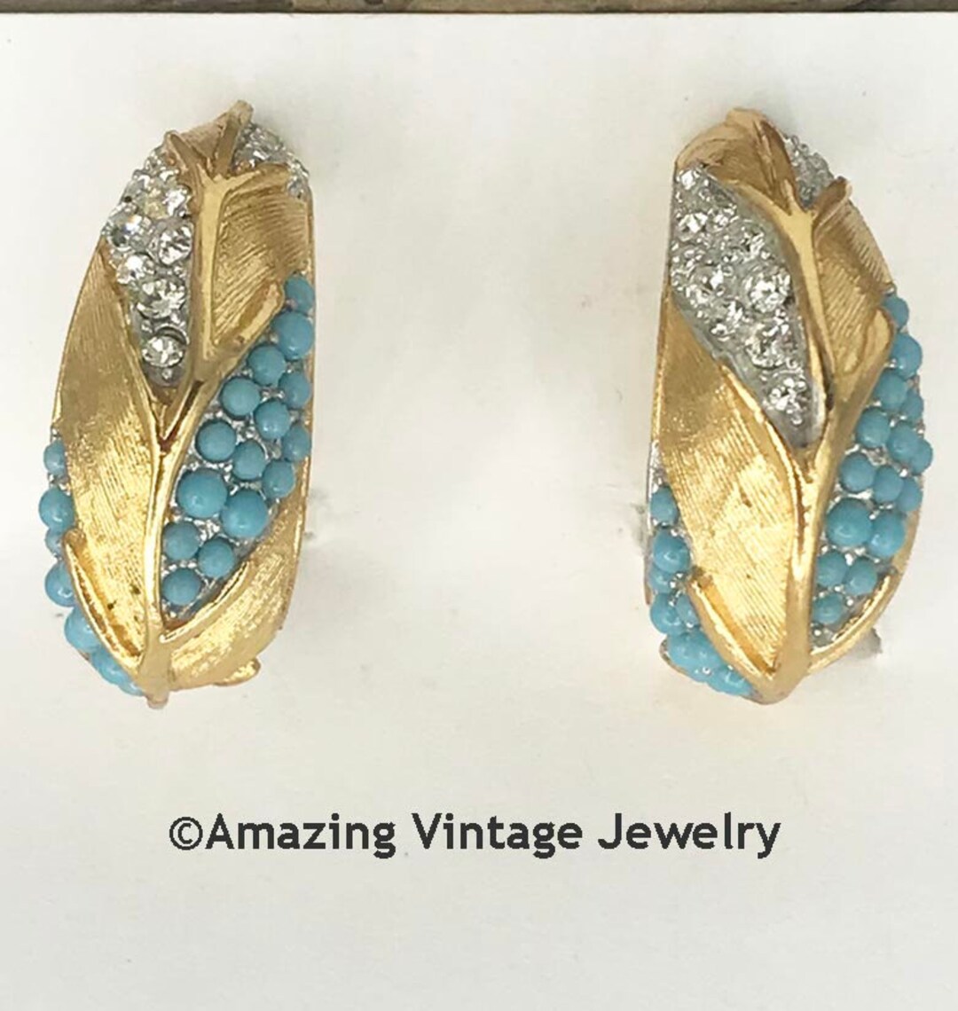 BAHAMA BLUE Hostess Earrings Sarah Coventry Ultra Fashion Collection ...