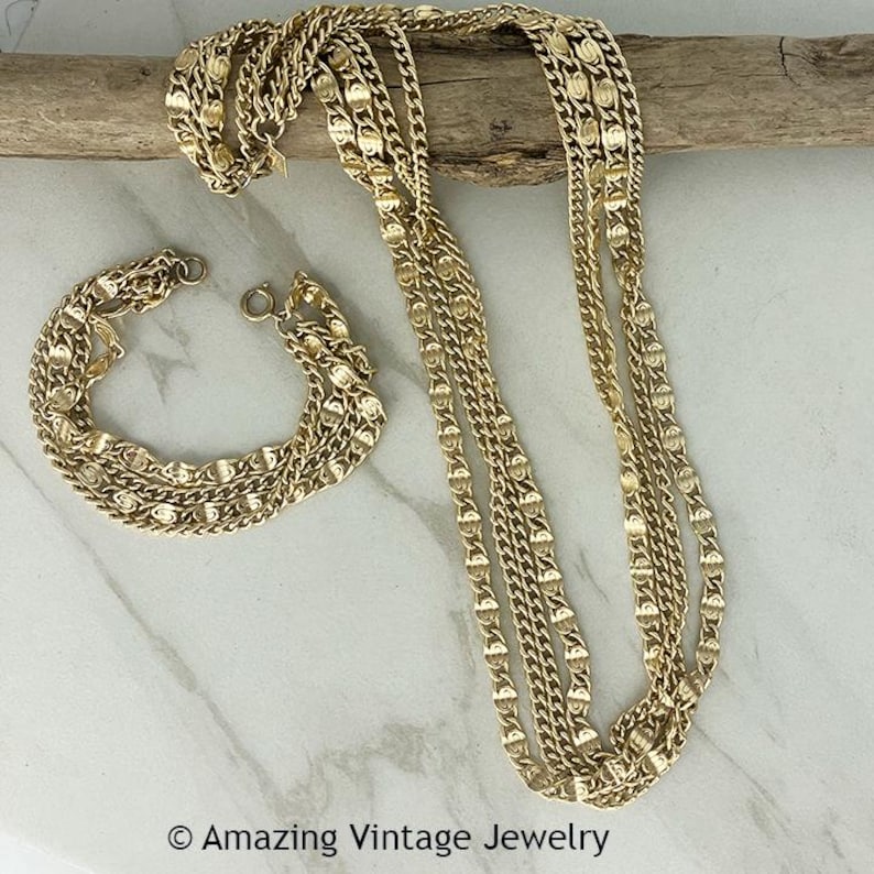 Sarah Coventry FOUR DIMENSIONS Necklace Set From 1974 * Vintage Gold ...