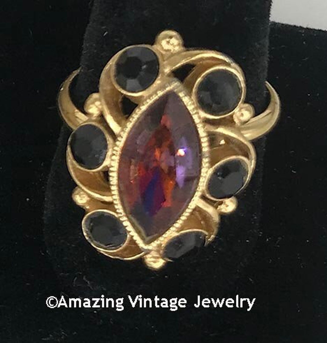 Sarah Coventry JAVA Ring From 1974 Sarah Coventry Black Rhinestone Ring ...