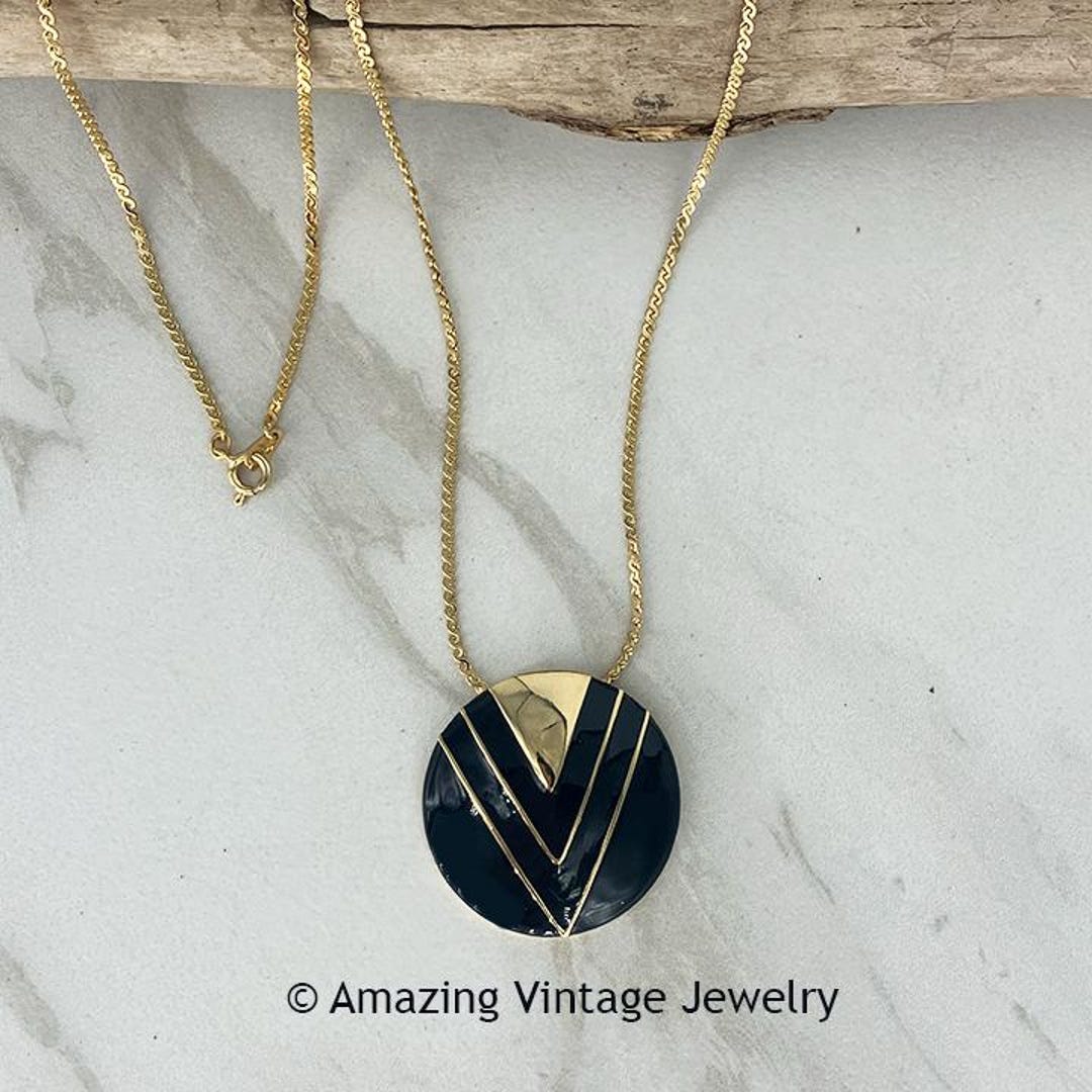Sarah Coventry VIVA Necklace From 1984 * Vintage Round Gold and Black ...