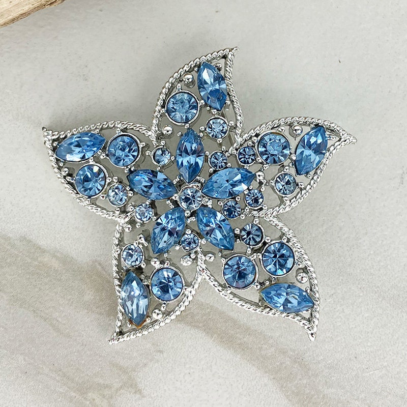 Blue Rhinestone Pin - Etsy