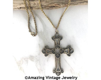 Vintage 1970s SARAH COVENTRY Gold Cross Pendant Necklace - Etsy