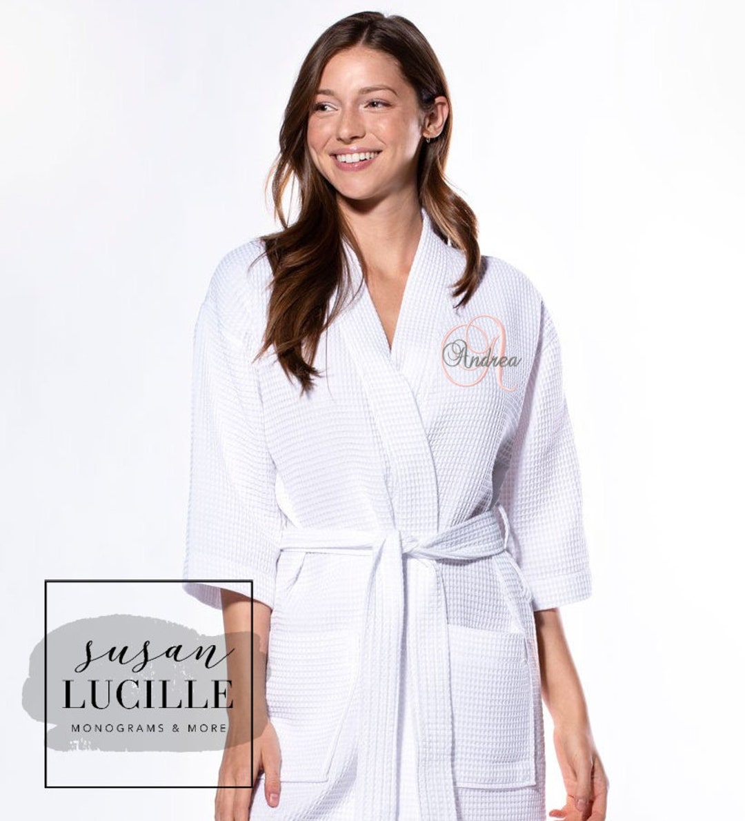 Women's Monogrammed Waffle Robe, 14 Colors to Choose From, Personalized ...