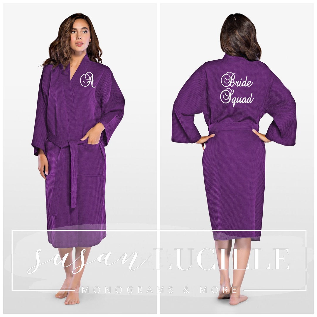 Women's Monogrammed Waffle Robe, Long Waffle Robe, Personalized Spa ...