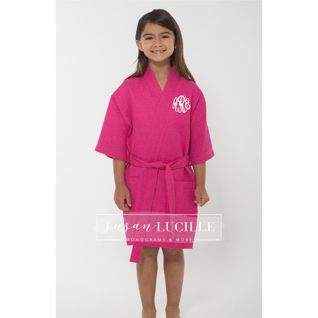 Kid's Monogramed Waffle Robe, Flower Girl Gift, Junior Bridesmaid ...