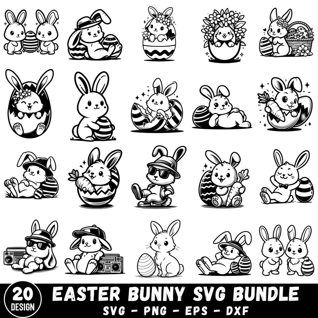 Easter Bunny SVG Bundle, Rabbit Clipart (digital Download - Etsy