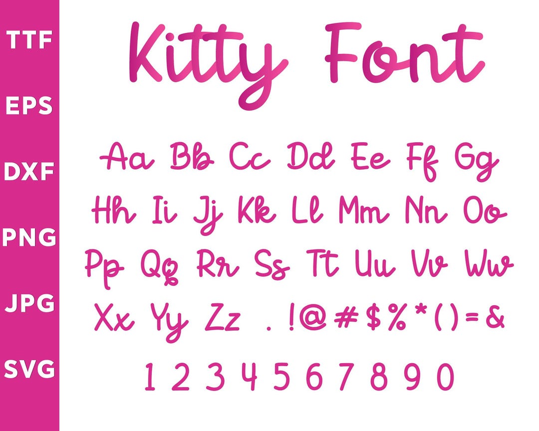 Kitty Font SVG, Cute Script Alphabet (digital Files) - Etsy