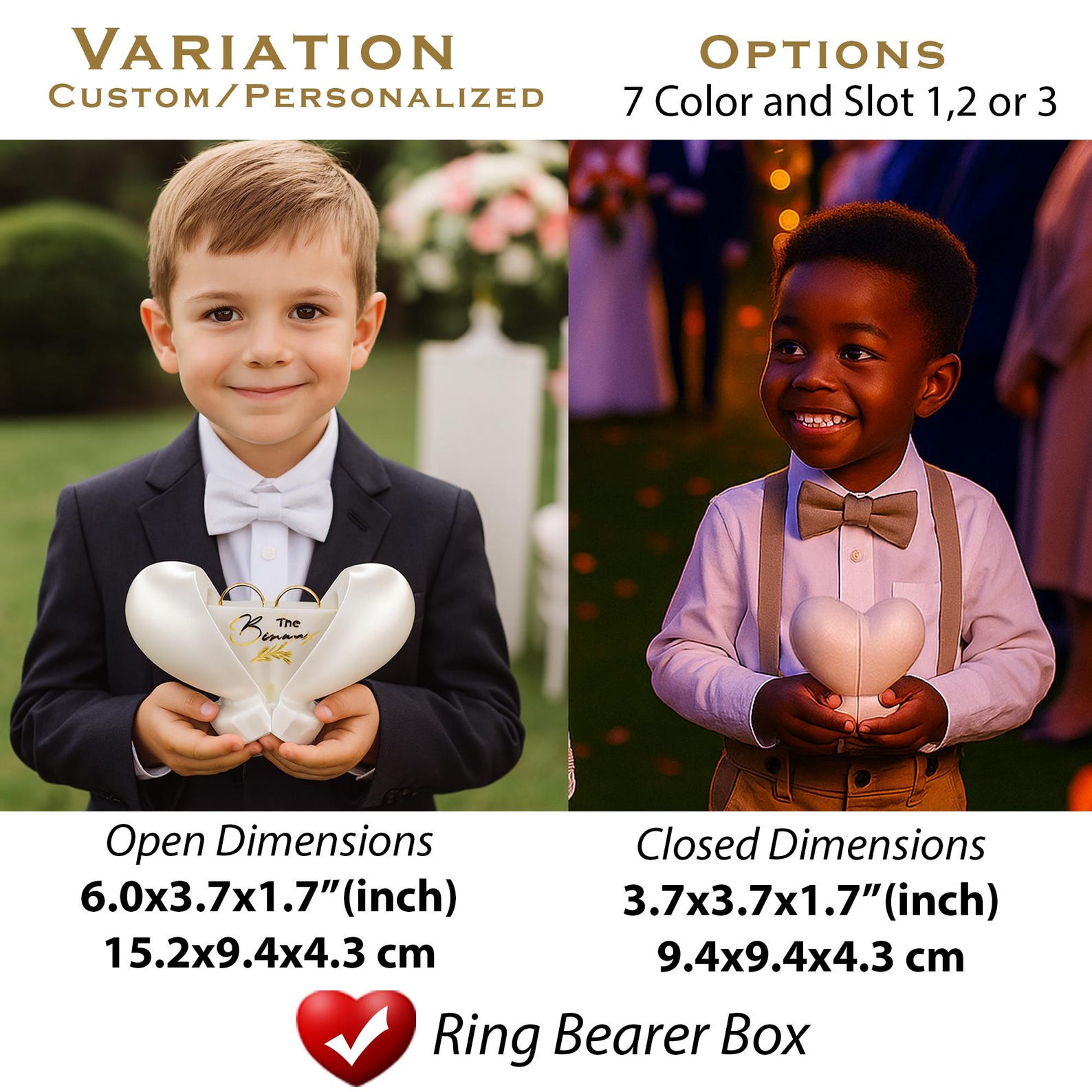 Personalized Heart Ring Box: Romantic Multi-slot Wedding Ring Holder ...