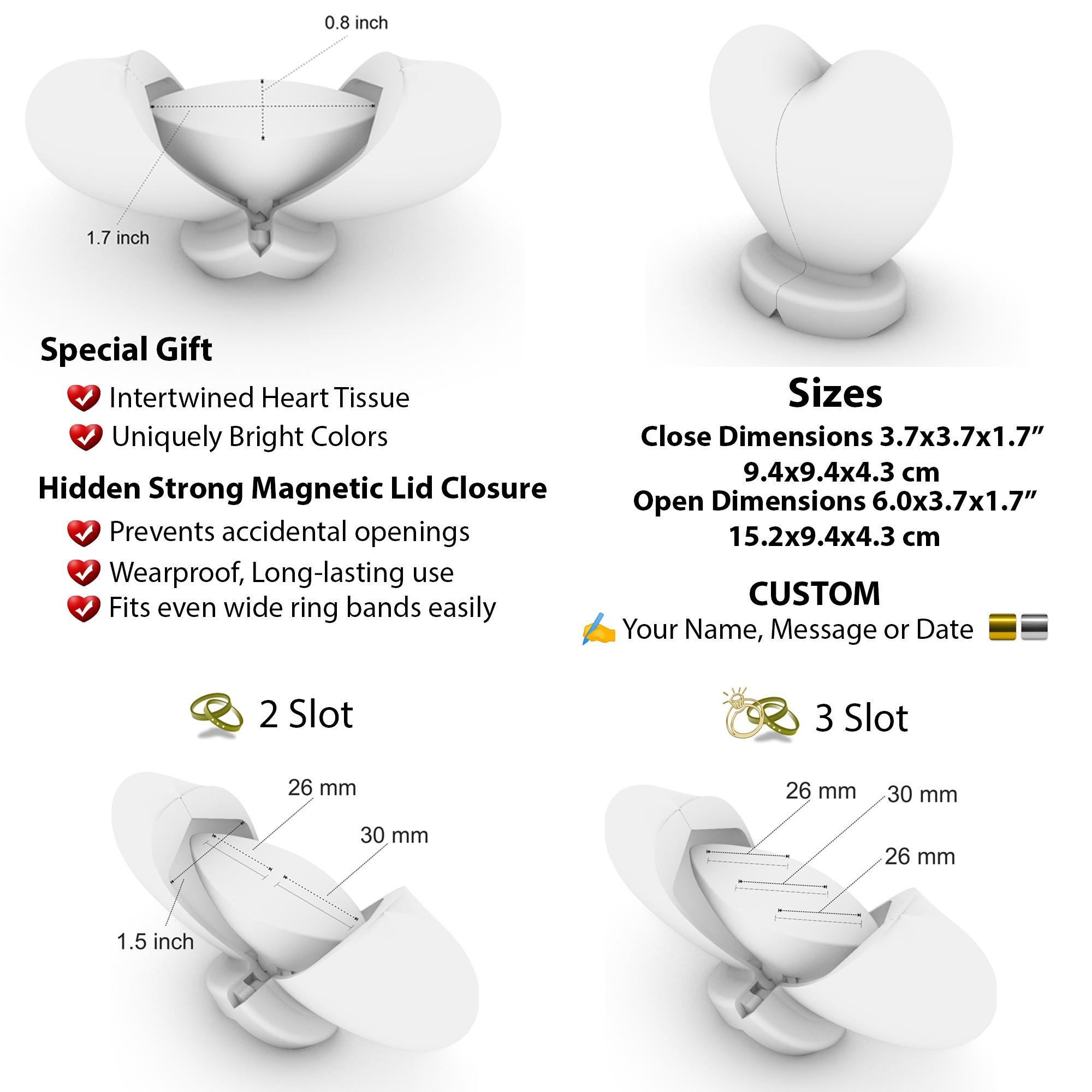 Personalized Heart Ring Box: Romantic Multi-slot Wedding Ring Holder ...