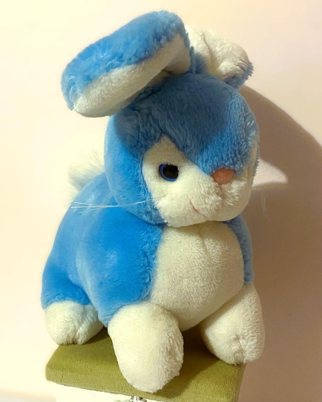 Vintage Blue Bunny Stuffed Animal Plush by American Wego Crouching ...