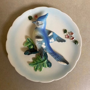 Lefton Bird 3D Wall Hangings Blue Jay and Bluebird PAIR Mid-century MCM ...