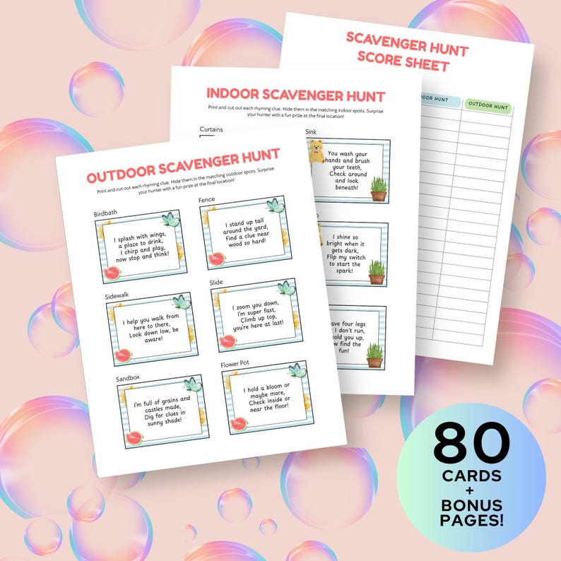 Kids Scavenger Hunt Printable: Indoor & Outdoor Games (PDF Download) - Etsy