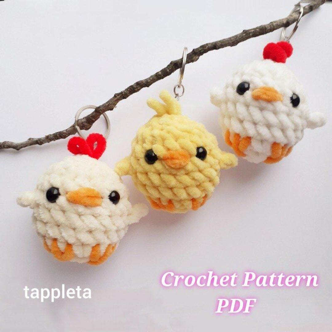 Baby Chicken Crochet Pattern Pdf, Amigurumi Tiny Chick Keychain, Easter ...