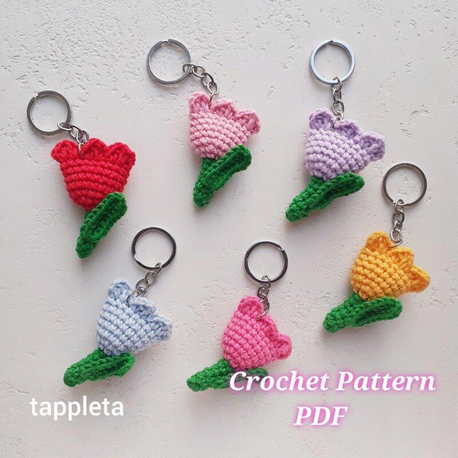 Tulip Key Chain Crochet Pattern, Mini Flower Crochet, Mother Day Gift ...