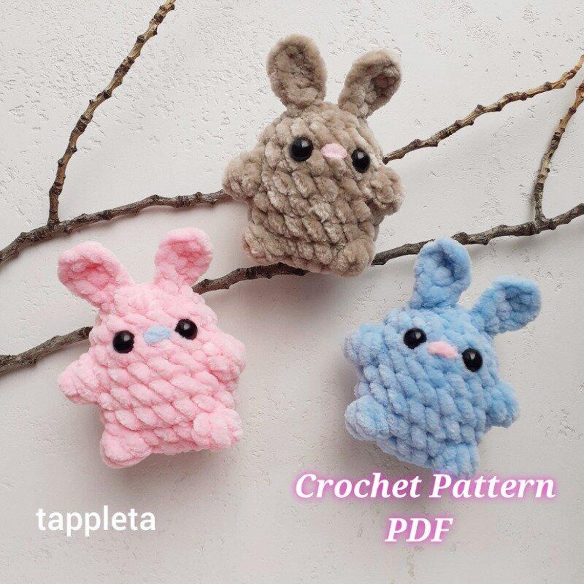 Baby Bunny Crochet Pattern Pdf, Plush Bunny Pocket Toy Handmade ...