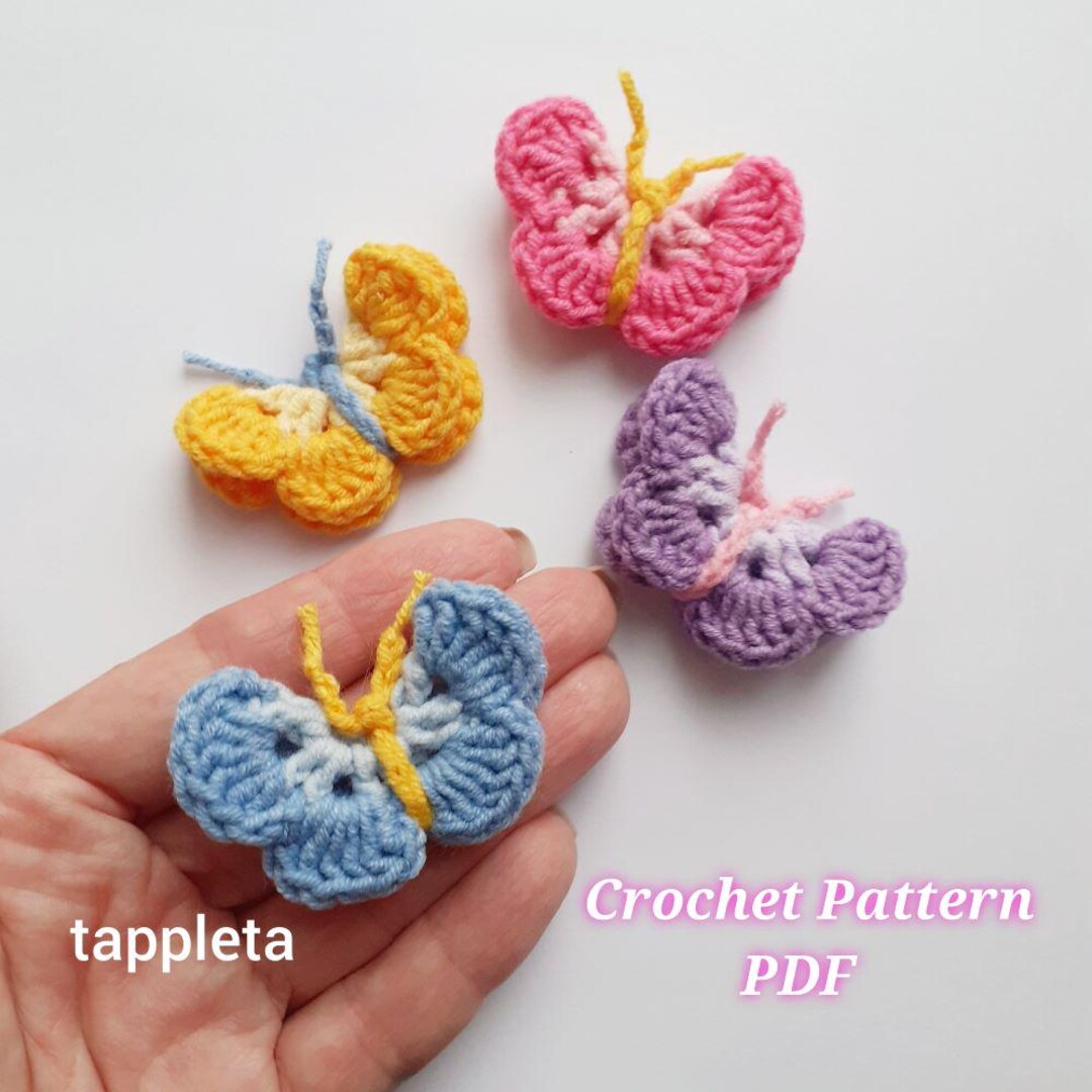 Butterfly Crochet Pattern, Easy Crochet Small Butterflies Aplique ...