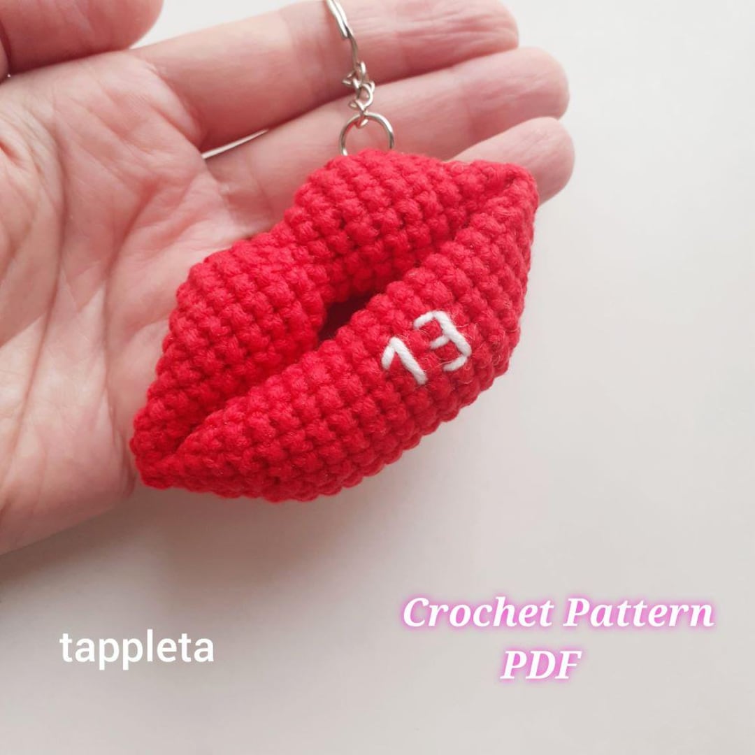 Red Lips Lucky 13 Crochet Pattern, Crochet Lips Keychain for Swiftie ...