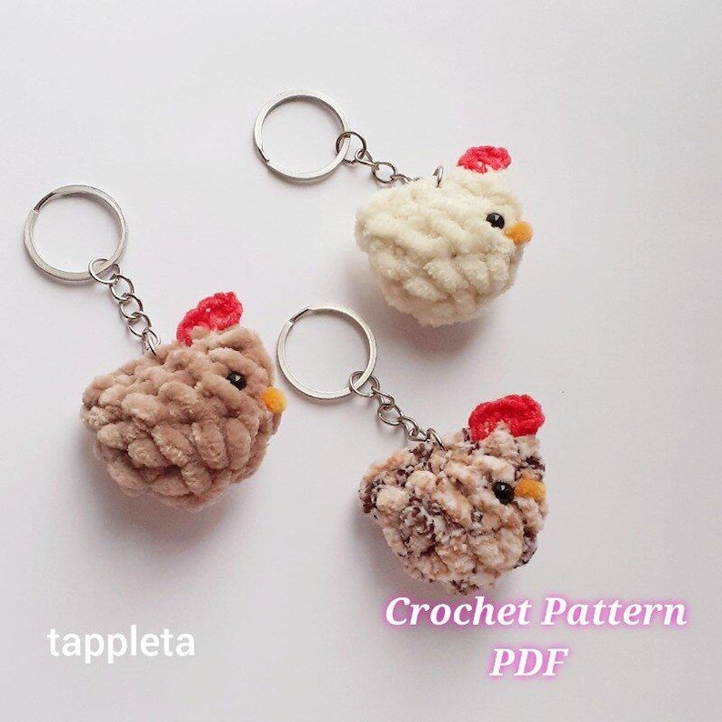 Mini Chicken Keychain Crochet Pattern, Plushie Hen, Chicken Lover Gift ...