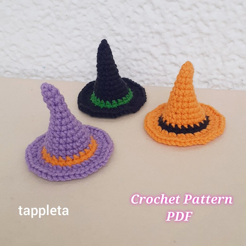 Mini Witch Hat Crochet Pattern, Halloween Mini Hat, Tiny Hat Amigurimi ...