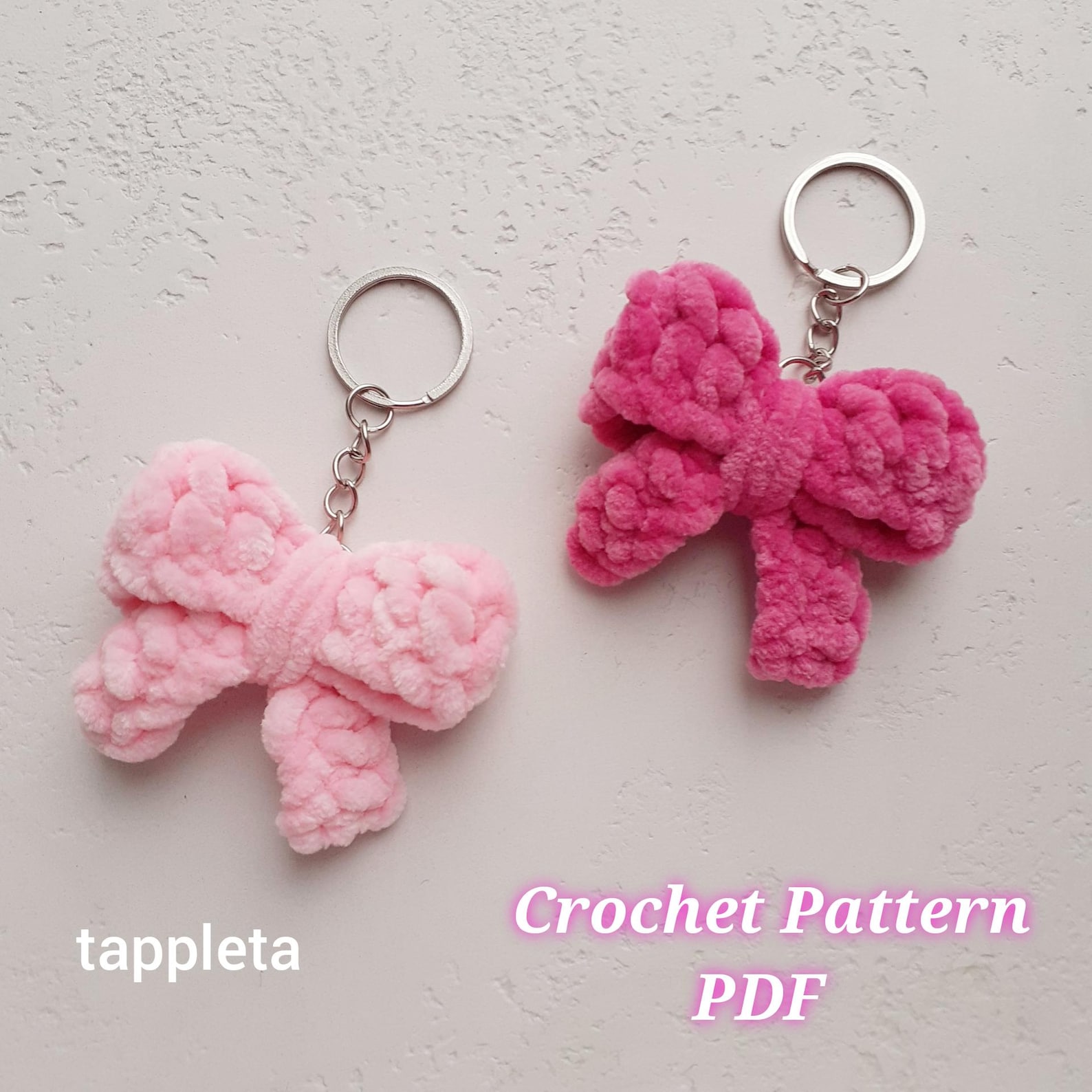 Bow Keychain Crochet Pattern, Plush Bow Bag Charm, Easy Crochet ...