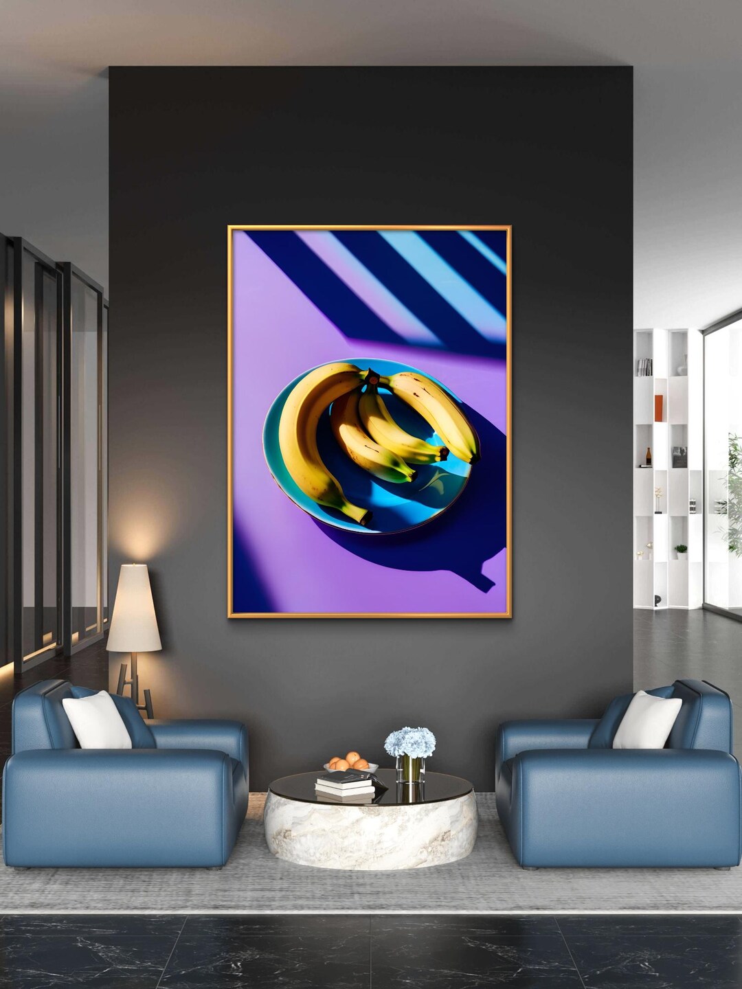 Funky Banana Digital Art Print, Bold Colorful Fruit Poster, Pop Art ...