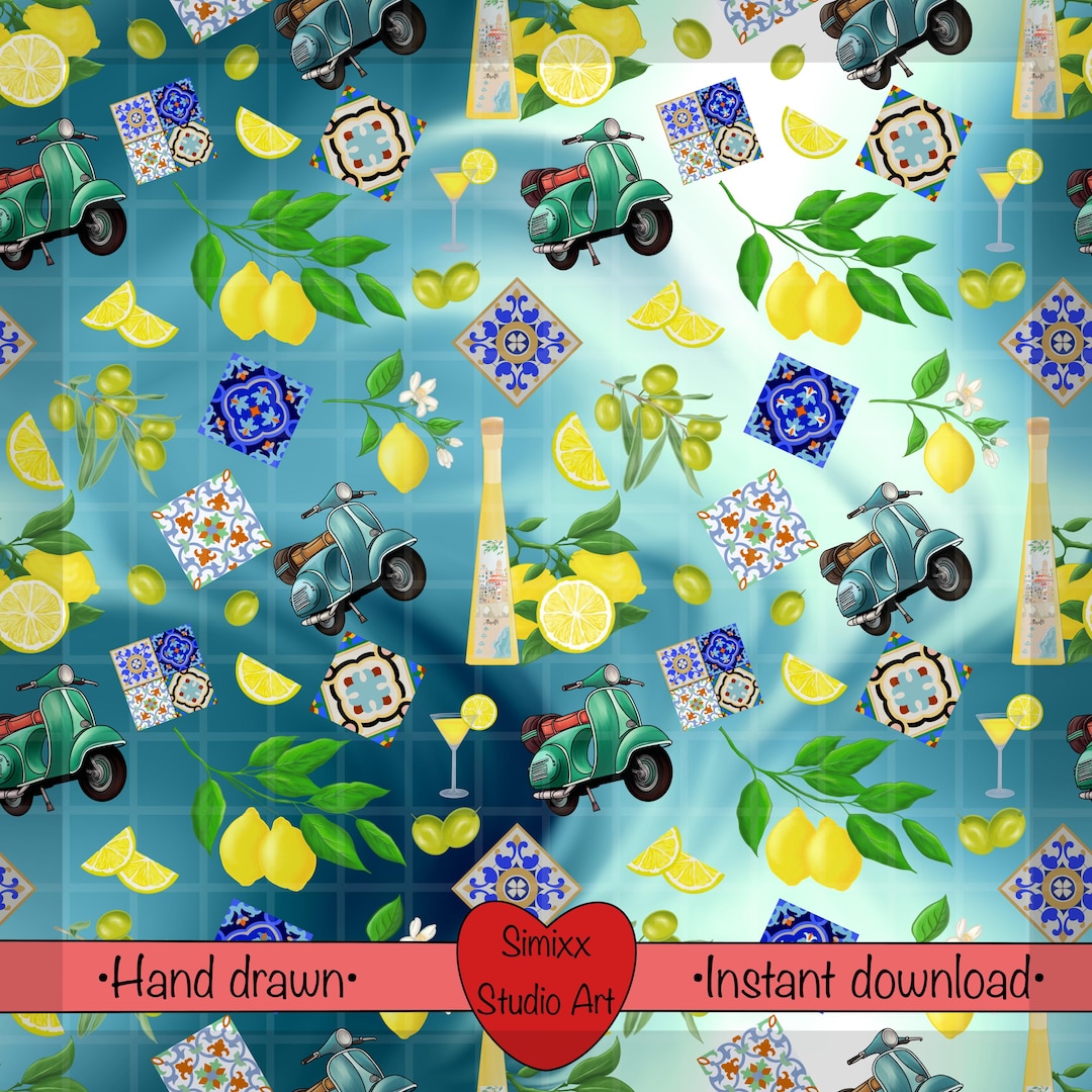 Amalfi Coast Seamless Pattern 300DPI Instant Download Digital Papers ...