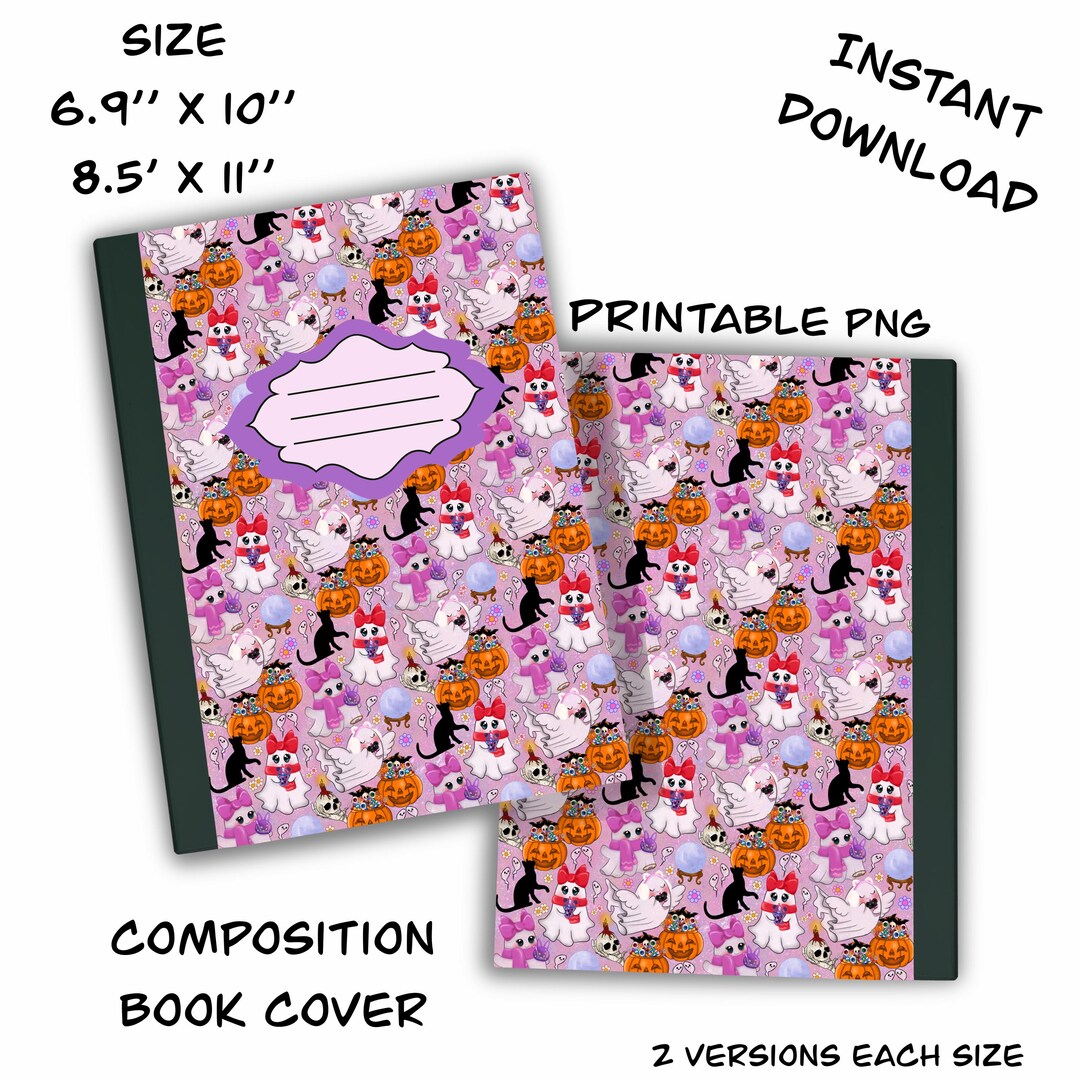 Printable Halloween Cat Notebook Cover: Custom Planner, Journal (PNG ...