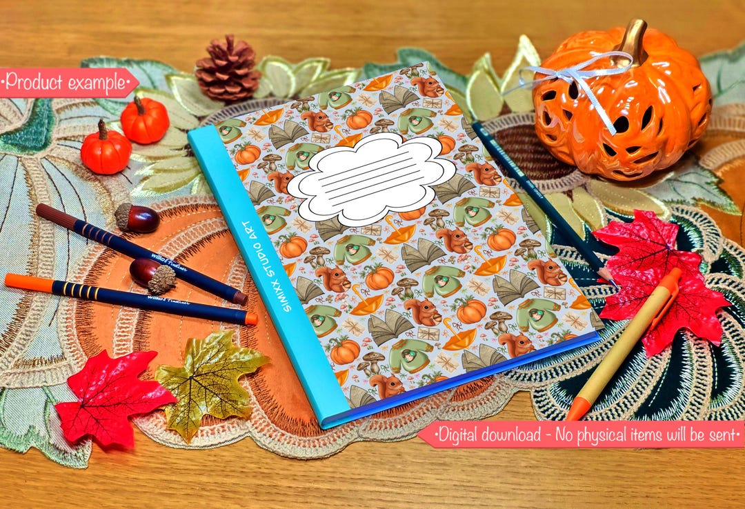 Coquette Fall Cute Printable Composition Notebook Cover PNG Pattern ...