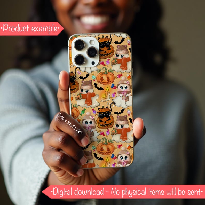 Girly Kawaii Halloween Seamless Pattern 300DPI Instant Download Digital ...