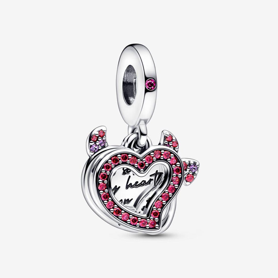 Pandora Devil Heart Double Dangle Charm - Etsy