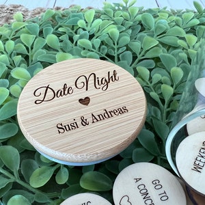 Personalized Date Night Jar: Engraved Wood Tokens, Couple Valentines ...